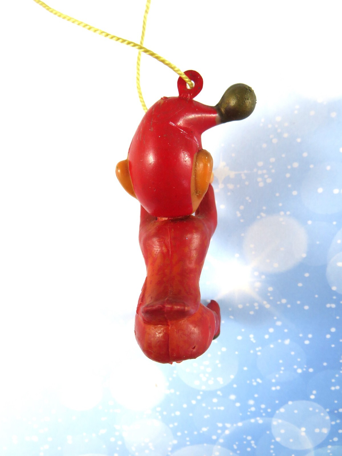 Vintage Rubber Pixie Elf Red Ornament 1960s Marked Hong Kong Can Hang ...