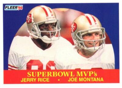 FLEER 90 NFL FOOTBALL SUPERBOWL MVPS JERRY RICE & JOE MONTANA TRADING ...