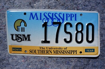 Mississippi USM License Plate - UNIVERSITY OF SOUTHERN MISS | eBay