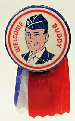 WWII WELCOME BUDDY pinback button with ribbon HOME FRONT ^ | eBay