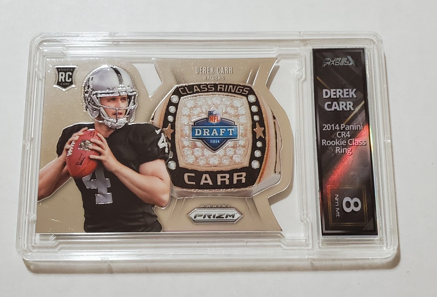Derek Carr Panini Prizm Class Rings Rookie Card #CR4 Raiders RC PGX 8 ...
