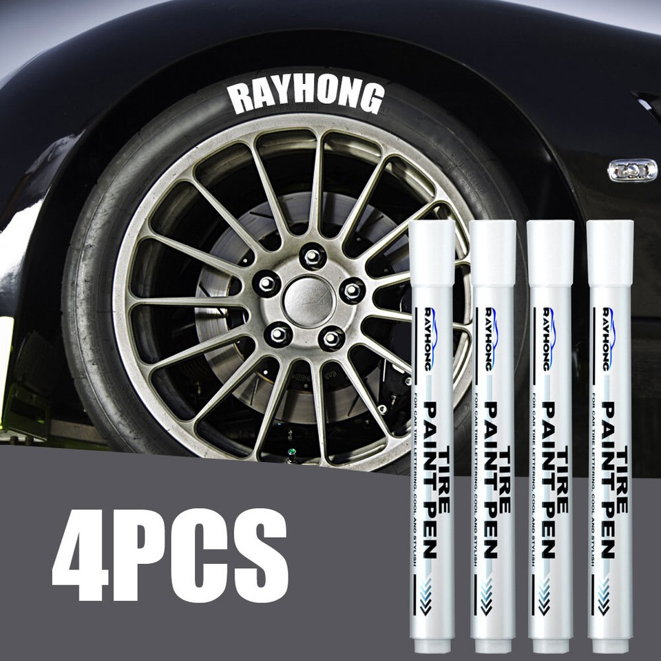 4pcs White Tire Letters Waterproof Permanent Paint Marker Pen Car Tires ...