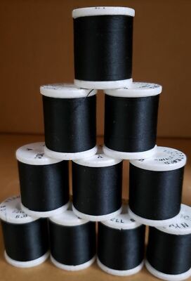 LOT OF 10 Rod Winding Fly Tying Nylon Thread Black Herters 50 yards ...