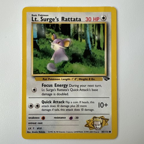 Pokémon TCG Lt. Surge's Rattata Gym Challenge 85/132 Regular Unlimited ...