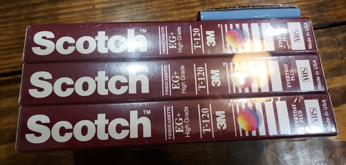Vintage 3 Pack Scotch VHS Tapes T-120 Blank SEALED New EG+ High Grade ...