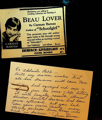 Carman Barnes Signed Index Card Author 1930s Autograph | eBay