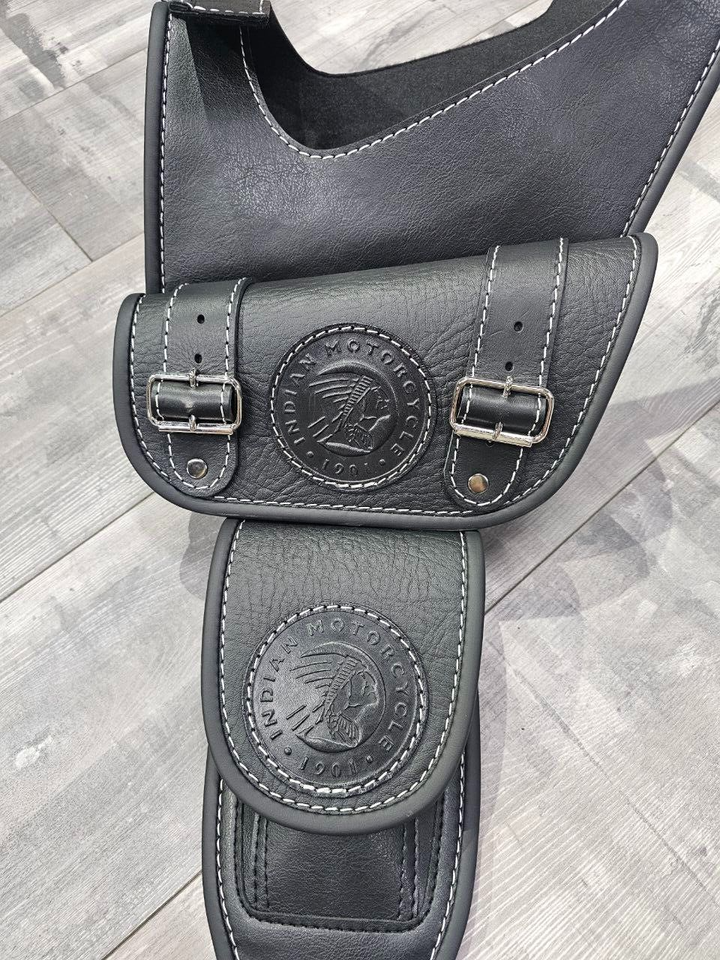 INDIAN SPRINGFIELD gas Tank BIB & side bags WHITE st. Roadmaster Chief ...