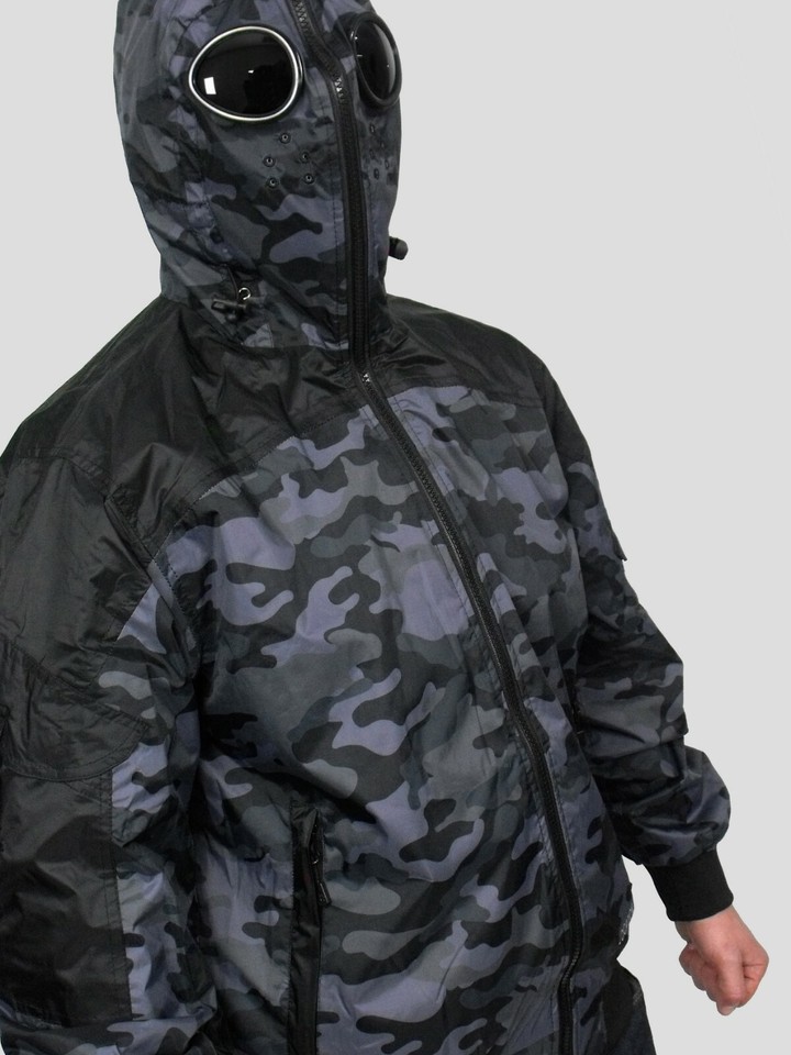 Mens Waterproof Bomber Jacket Hooded Goggle Rain Coat Streetwear Hunter ...