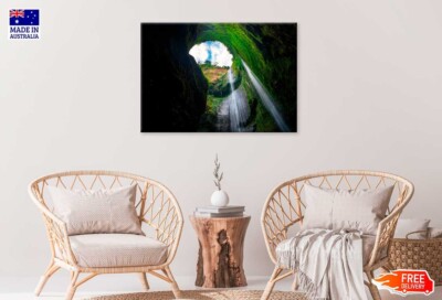 Waterfall in Deep Forest in East Java Nature Stretched Canvas 90x60cm ...