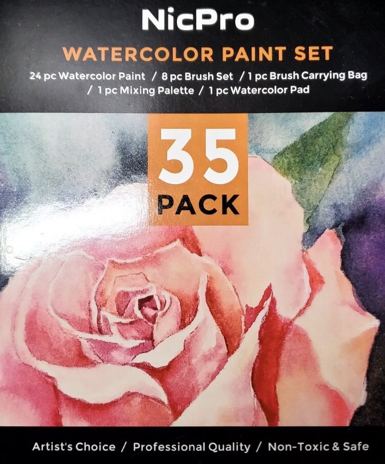 Nicpro Watercolor Paint Kit, Painting Supplies Set 24 Tubes, Brushs ...