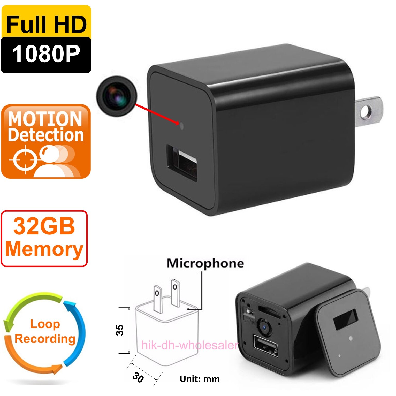 Genuine 1080p USB Spy Camera 32gb Ux-9 Scout Motion Detect Surveillance ...