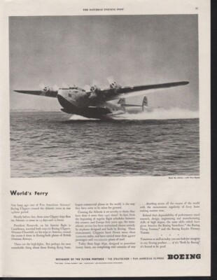1943 BOEING MILITARY FLYING FORTRESS CLIPPER AIRSHIP AVIATION WWII AD ...