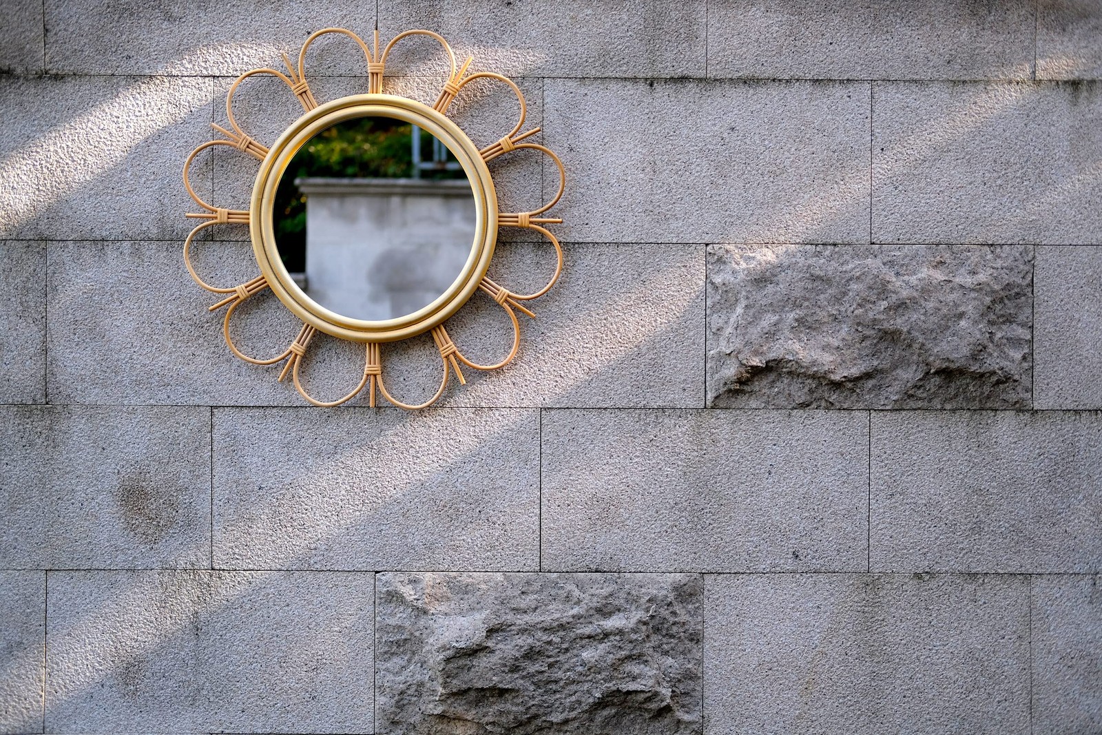 27" Handmade Farmhouse Large Rattan Mirror for Wall Decor, Round ...