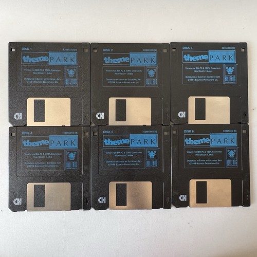 Theme Park IBM PC DOS Game 6x 3.5" Floppy Disk Diskette Version by ...
