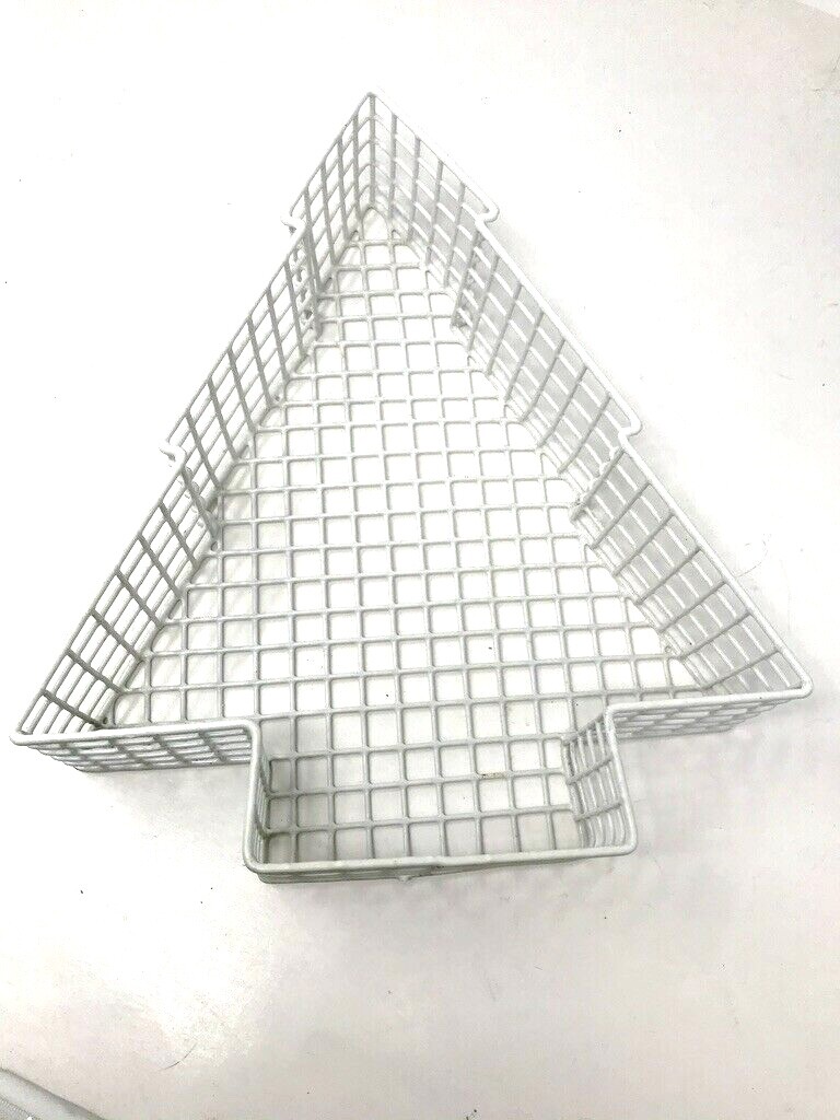 White Coated Metal Christmas Tree Shaped Container. 9 1/2"W x 11" H. | eBay