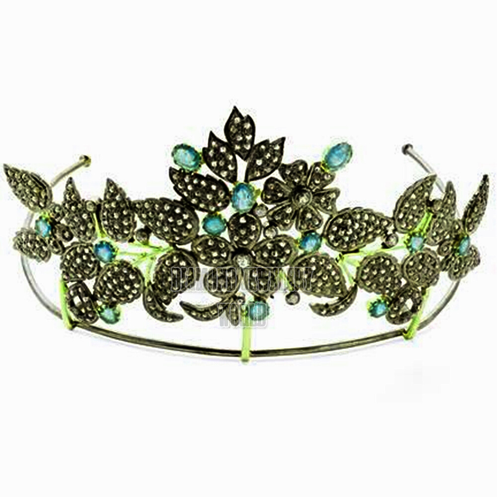 Amazing 6.80ct Rose Cut Diamond Topaz Studded Silver Vintage Crown ...
