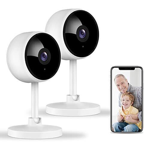 Indoor Security Camera 2 Pack, little elf Wifi Pet Cameras with App for ...