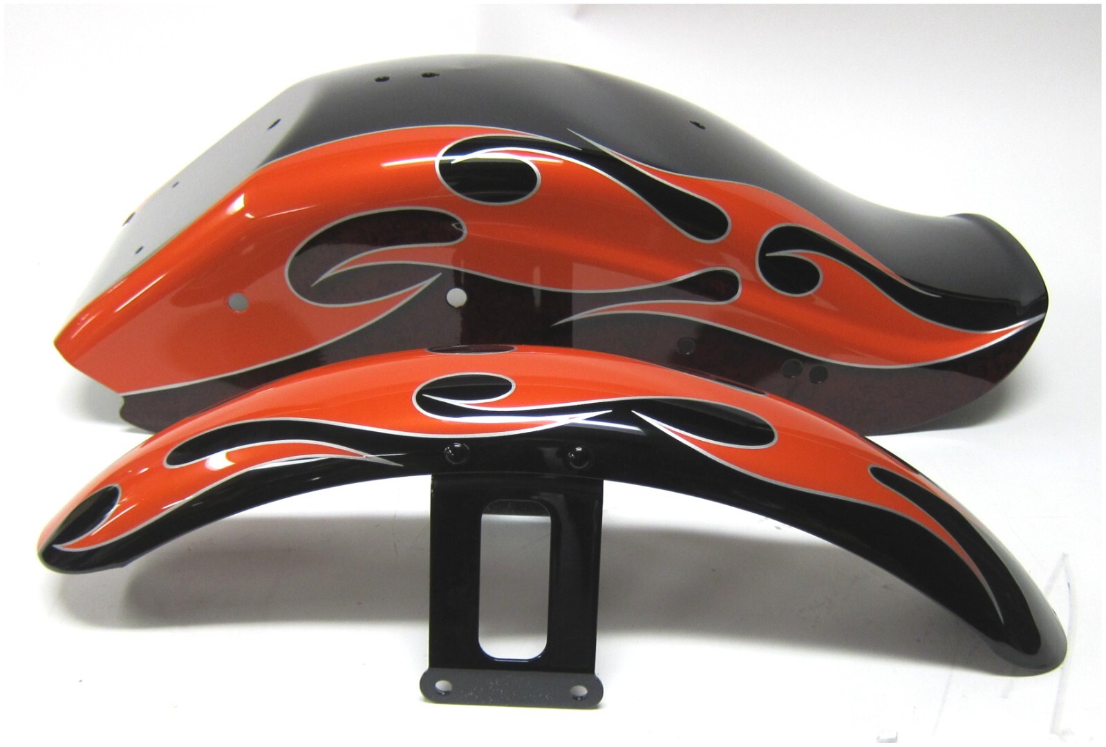 Harley Davidson New Frt & Rear Fender Volcanic Red, Blk Flames FXSTB ...