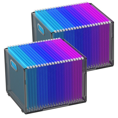 Hanging File Organizer, File Box Organizer with Handle, Metal Mesh ...