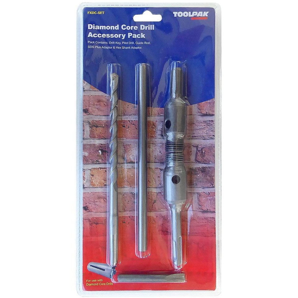 Toolpak 5pc Diamond Core Drill Adaptor Set SDS Plus Hex Extension Rod ...