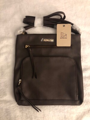 Estalon Womens Brown Leather Crossbody Shoulder Sling Purse — New with ...