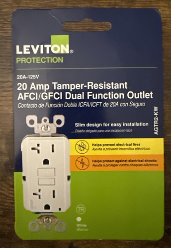 Leviton AGTR2-KW 20 AMP Tamper-Resistant AFCI/GFCI Dual Function Outlet ...