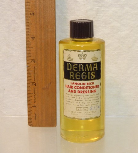 Vtg DERMA REGIS Hair Conditioner & Dressing 4oz Bottle Studio Girl ...