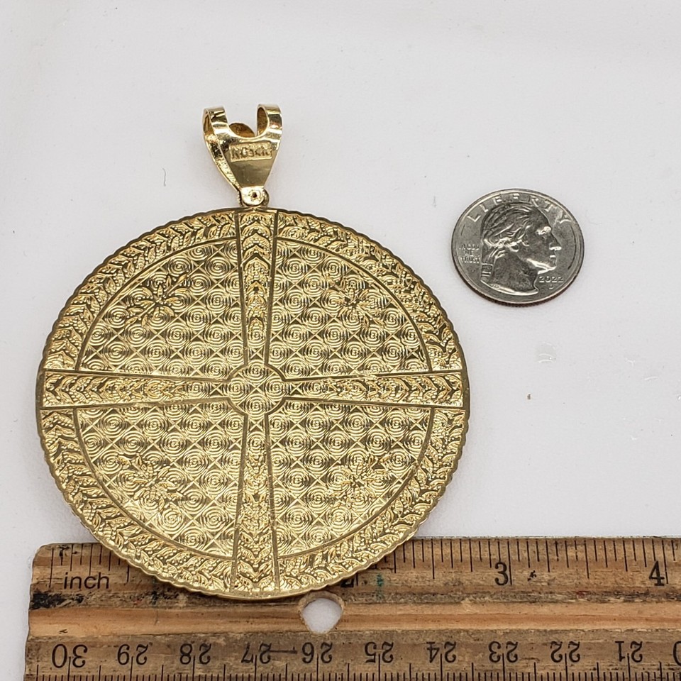 Big xlarge solid 14k Gold round saint Jude Judas Pendant Charm 3.70 ...