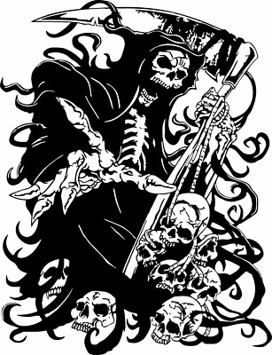 Grim Reaper Skull Bone Scythe Skeleton Car Truck Window Vinyl Decal ...