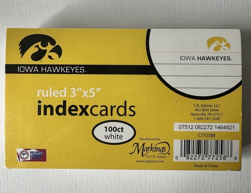 Iowa Hawkeyes 3” x 5” Blank Index Cards With Logo, 100 Count. New ...