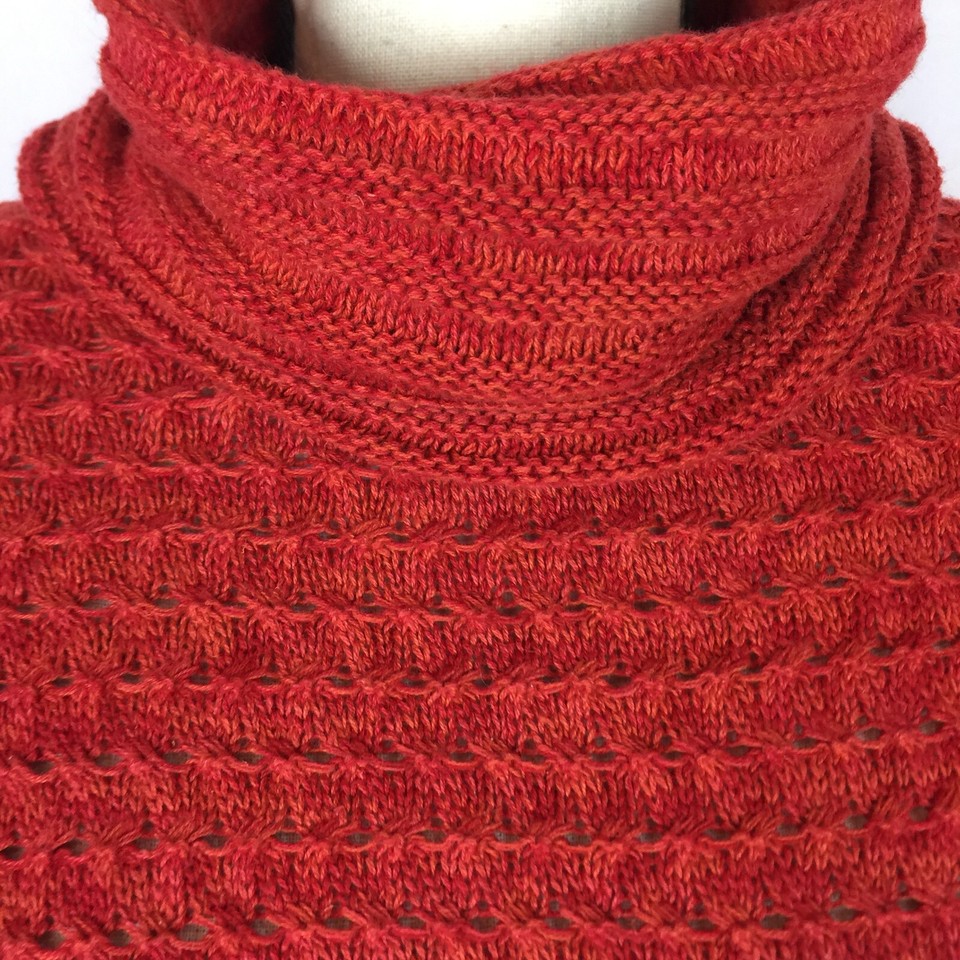 NOMADIC TRADERS Sweater Size S Womans Red Ramie Open Knit Turtleneck ...