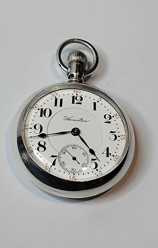 👀😮SOLID SILVER S/OUT HAMILTON, GR:926, 18s, 17Js OPEN FACE POCKET WATCH ...