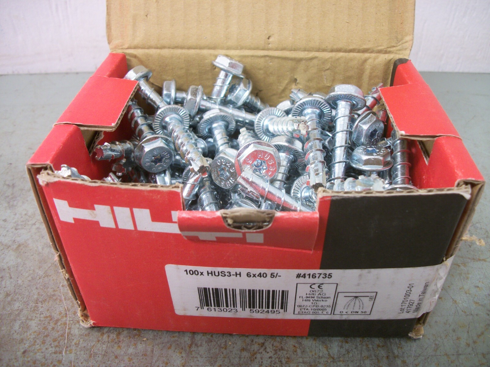 HILTI BOX OF 100 6X40 5/- CONCRETE ANCHOR SCREWS 416735 HUS3-H NIB | eBay