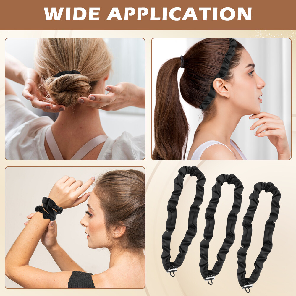 3pcs Women Elastic Non Slip Afro Puff Adjustable Hair Tie Silk Satin ...