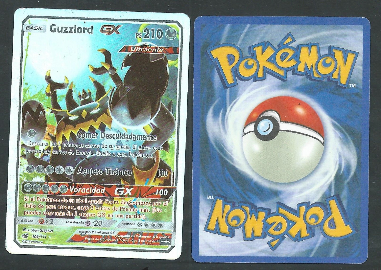 POKEMON SPAGNA ESPANA GUZZLORD GX 105/111 ILLUS.5BAN GRAPHICS 2018 | eBay