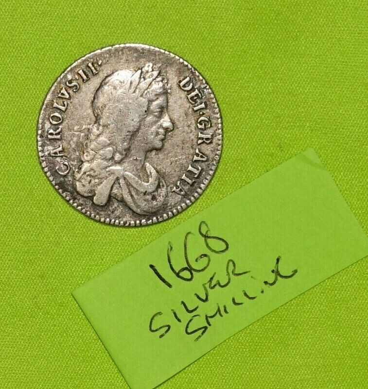 1668 Silver One SHILLING Coin King Charles II (1660-85) | eBay