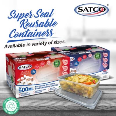 Satco Clear Plastic Food Containers With Lids Microwave | 500ML | Multi ...