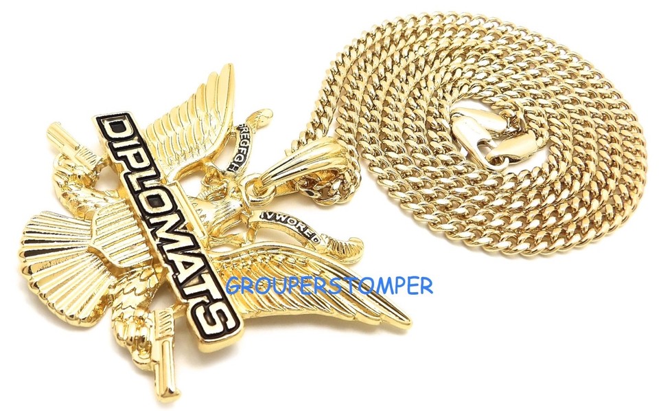 Dipset Necklace With Guns New Pendant With 24 Inch Long Cuban Chain ...