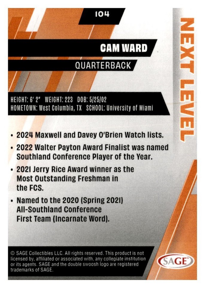 2025 SAGE Football High Series GOLD Parallel 101-200 Complete your Set ...