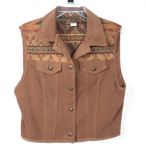 Rough Rider By Circle T Womens Vest Sz M Cropped Embroidered Brown ...