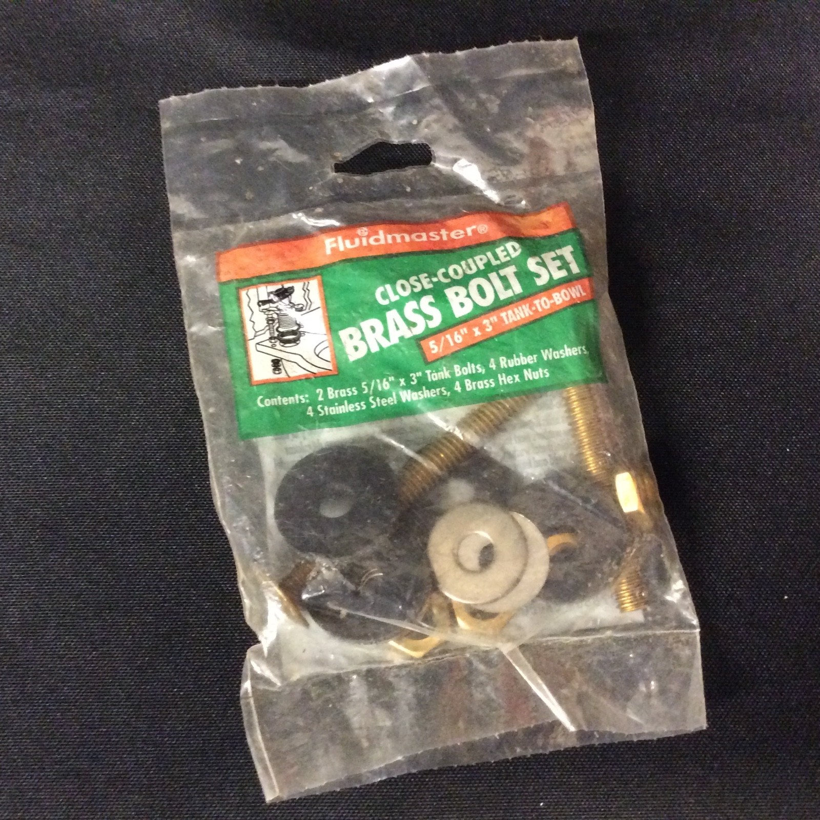New Sealed - Fluidmaster Close-Coupled Brass Bolt Set 5/16" x 3" Tank ...