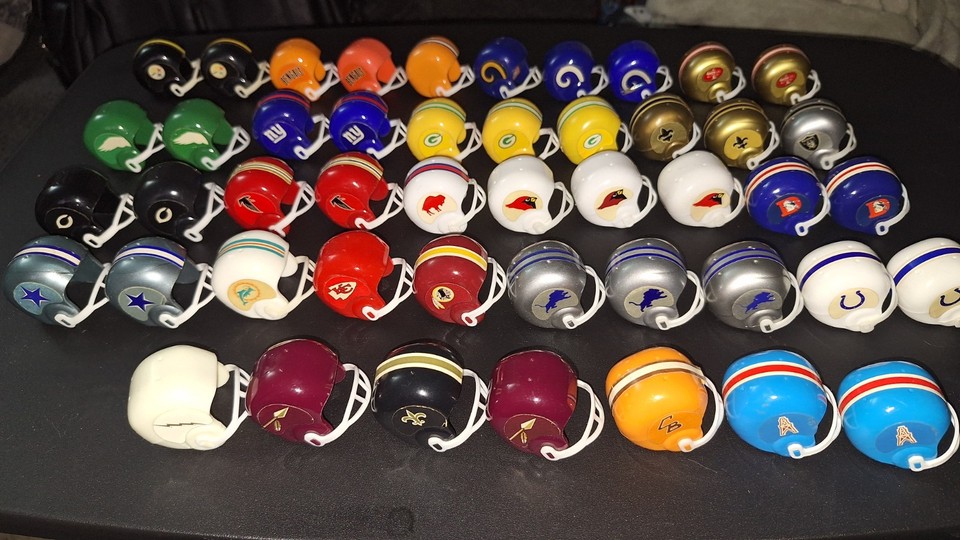 Lot 47 Vintage Opi NFL Mini Gumball Football Helmets w/ Goal Posts RARE ...