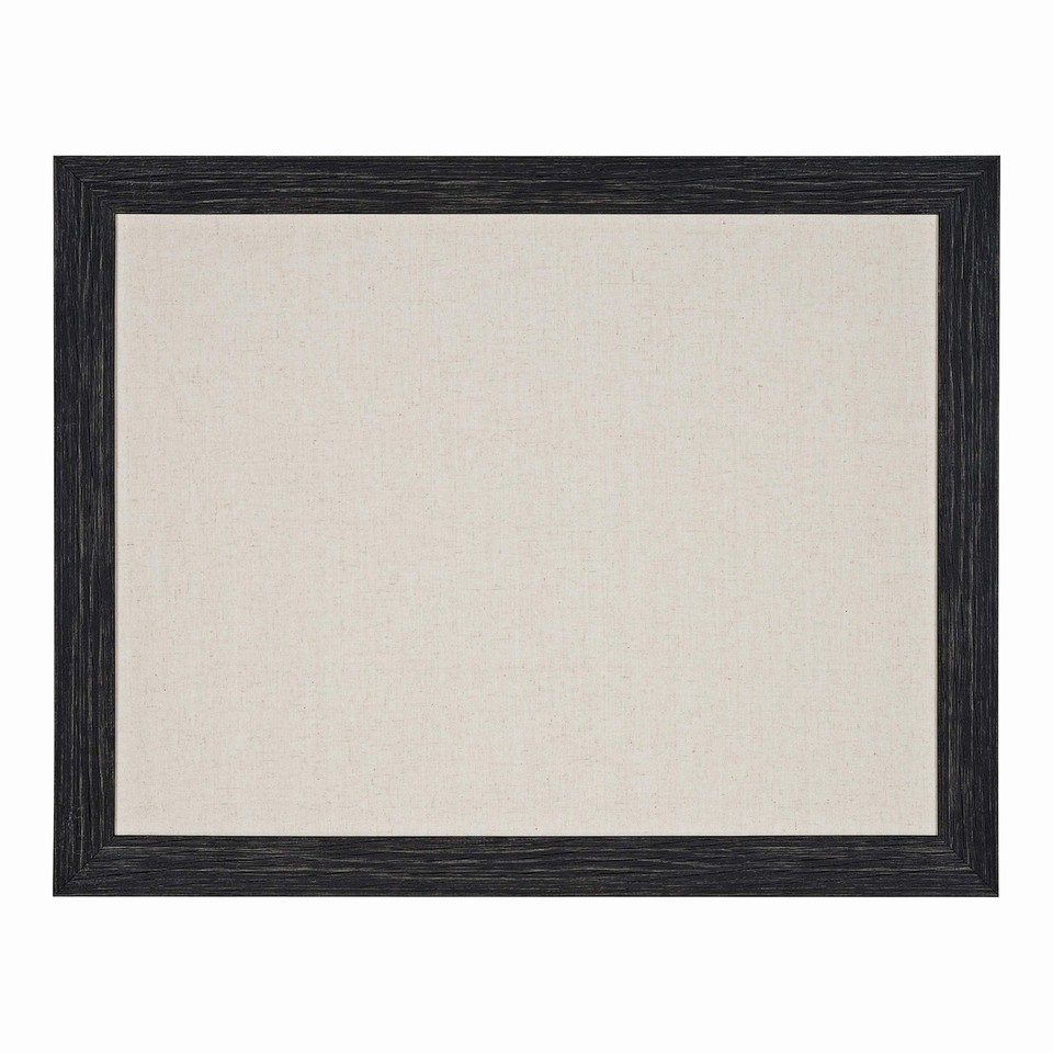 Beatrice Framed Linen Fabric Pinboard, 23" x 29", Distressed Black ...