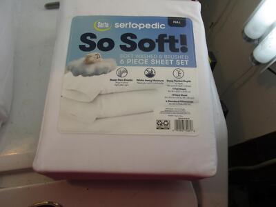 SERTA So Soft Solid Full Sheet Set 6 Pieces Artic White Amazingly Soft ...