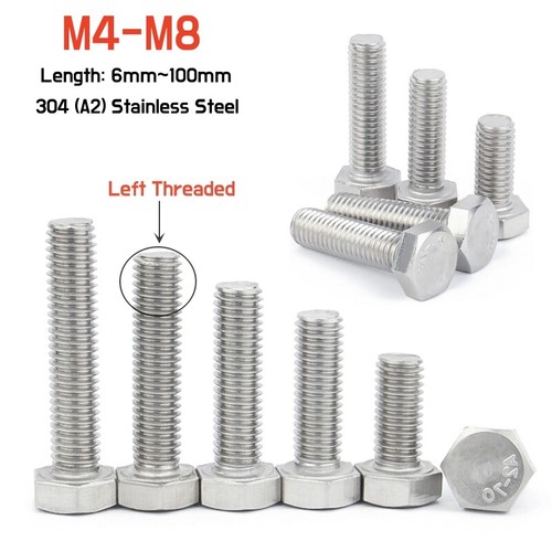 Reverse Thread Hexagon Bolt Left Hand Thread Hex Head Screw A2 ...