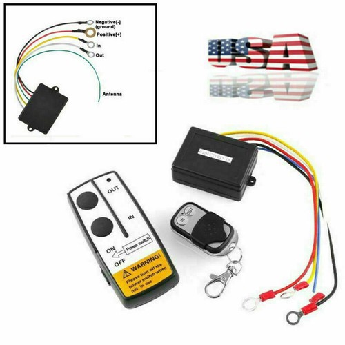 12V Electric Wireless Winch Remote Control Kits 12 Volt Heavy Duty For ...
