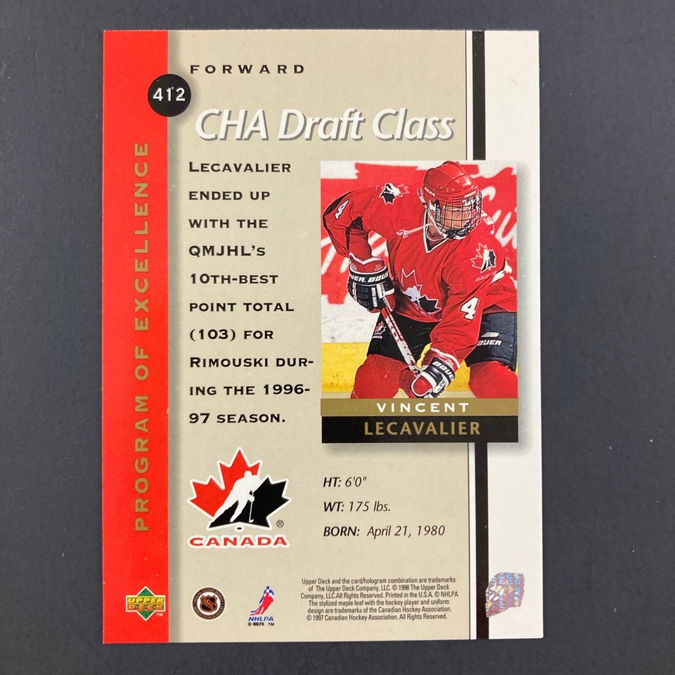 Vincent Lecavalier 1997-98 Upper Deck Rookie Card #412 Team Canada | eBay
