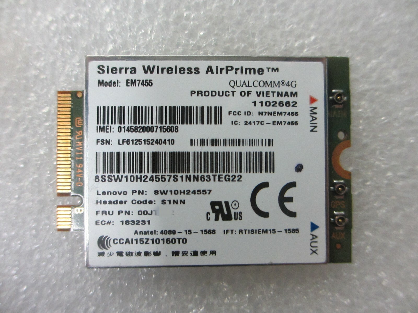 Sierra Wireless AirPrime EM7455 NGFF M.2 LTE 4G WWAN CARD for Lenovo ...