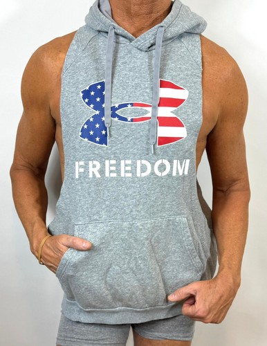 mens - UNDER ARMOUR workout hoodie - L - MUSCLE CUT OFF - GRAPHICS ...