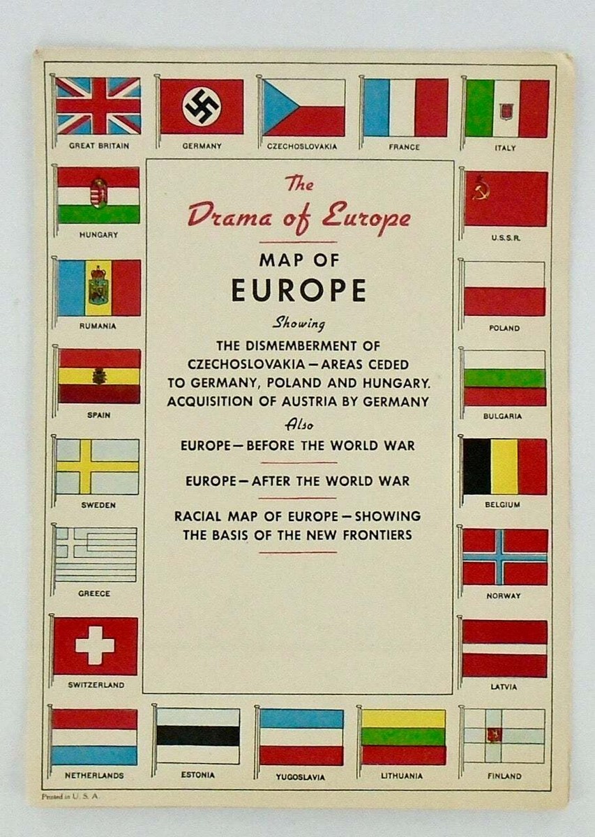Mapa En Blanco De Europa 1938
